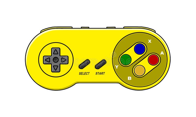 Yellow retro gamepad stock illustration. Illustration of orange - 216931240