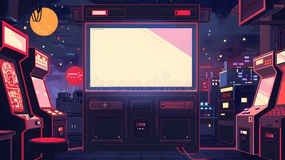 Retro Gaming Background Illustration with Pixel Art and Arcade Elements ...