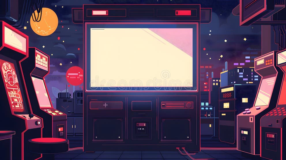 Retro Gaming Background Illustration with Pixel Art and Arcade Elements ...