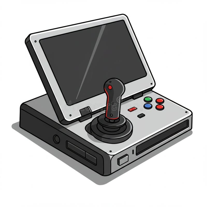 Retro Gaming Console Featuring a Built-in Monitor and an Attached ...