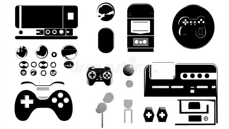 Retro Gaming Console Icons stock illustration. Illustration of video ...