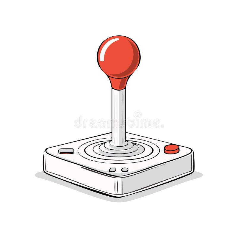 Retro Gaming Joystick Controller with Red Ball Top and Buttons ...