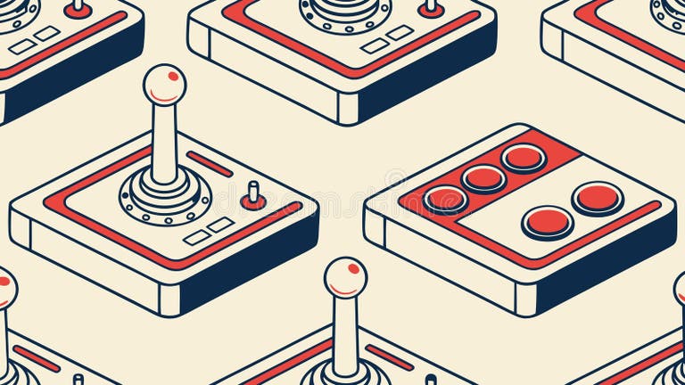 Retro Gaming Joystick and Controller Seamless Pattern, Vector Design ...