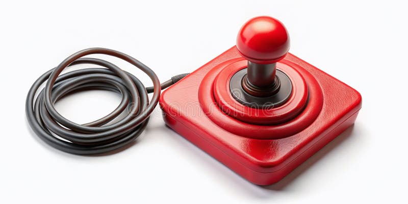 A Retro Gaming Joystick a Panoramic Overhead View of a Vintage Red ...