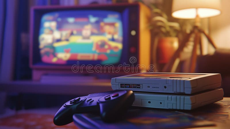 Retro Gaming Setup with Console and CRT TV Stock Photo - Image of ...