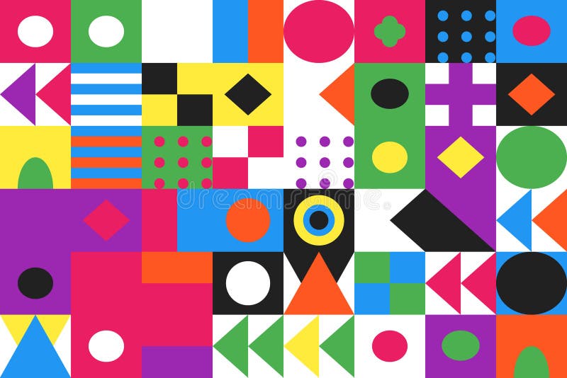 Retro Geometric Abstract Pattern Background with Vibrant Shapes and ...