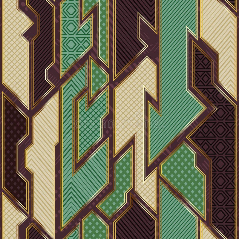 Retro Geometric Cloth Pattern with Gold Frame Stock Vector ...