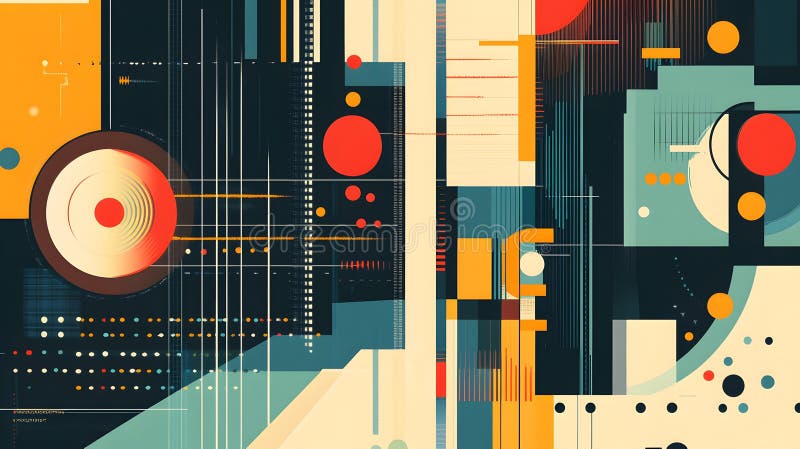 Retro Geometric Data Visualization Background Stock Illustration ...
