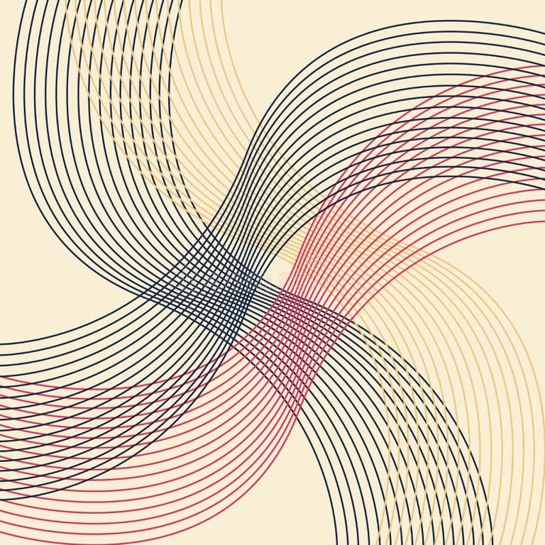 Retro Geometric Line Art Pattern Vector, Abstract Retro Background ...
