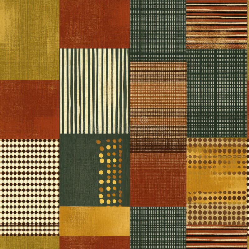 Retro Geometric Pattern with Autumn Colors in Vintage Patchwork Style ...
