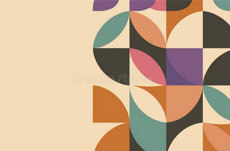 Retro Geometric Pattern Background with Circles and Squares Creates a ...