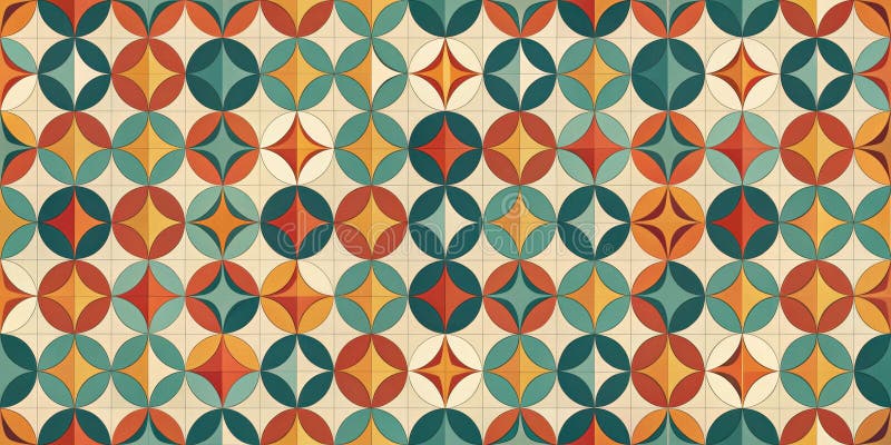 Retro Geometric Pattern Design with Warm Hues and Circular Motifs. Generative AI Stock ...