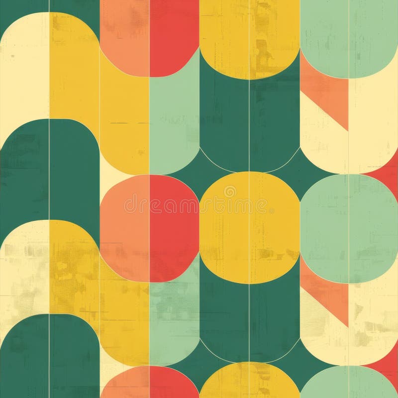 Retro Geometric Pattern with Vibrant Circular Shapes Stock Photo ...