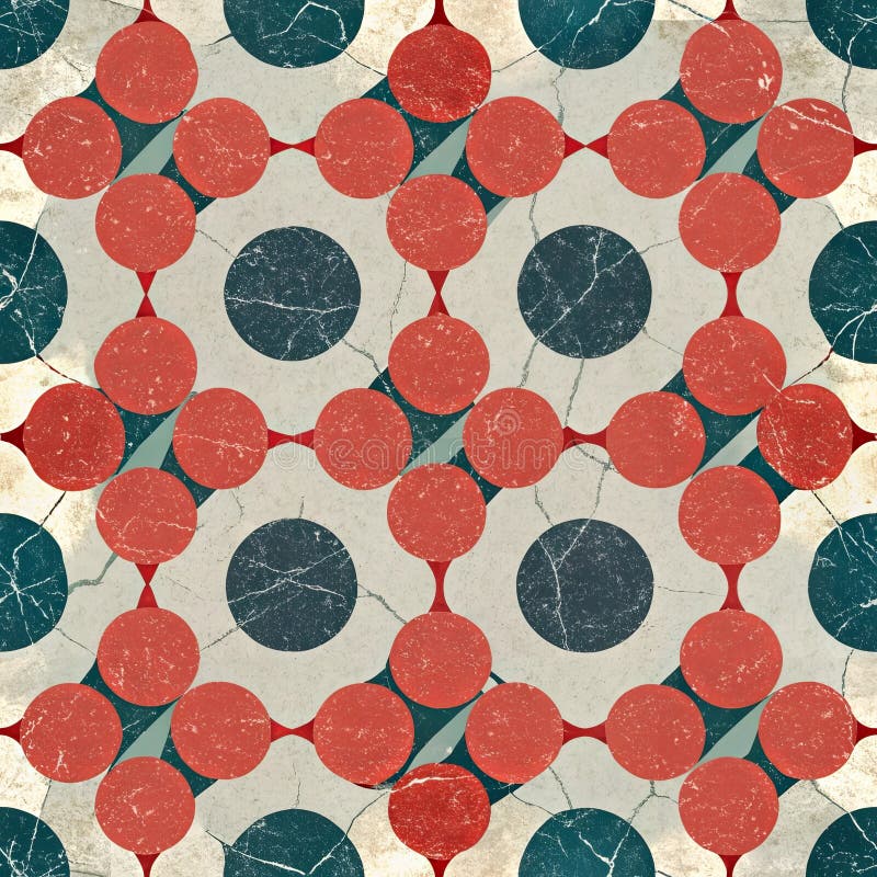 Retro Geometric Pattern with Vintage Circles and Textured Abstract ...
