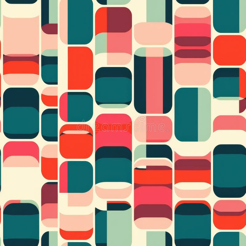 Retro Geometric Pattern Wallpaper in Mid-Century Colors Stock Photo ...