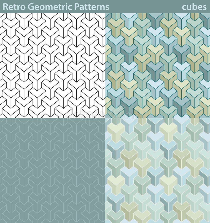 Retro Geometric Patterns, Cubes Stock Vector - Illustration of backdrop ...