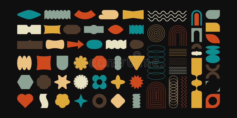 Retro Geometric Shapes. Modern 70s 80s Minimal Basic Bold Figures ...