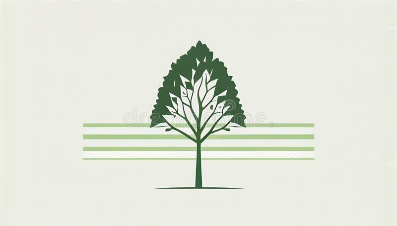 Retro Geometric Tree Logo in Light Green, Made with Generative AI Stock ...
