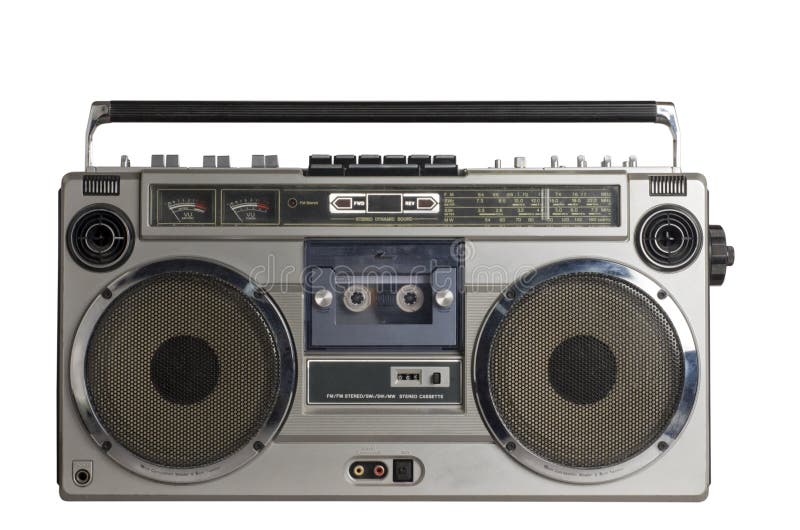 Retro Ghetto Blaster with Clipping Path Stock Image - Image of portable ...