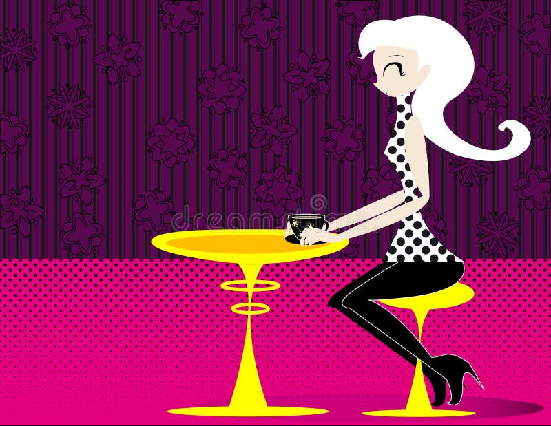 Retro girl stock vector. Illustration of cartoon, femininity - 5547881