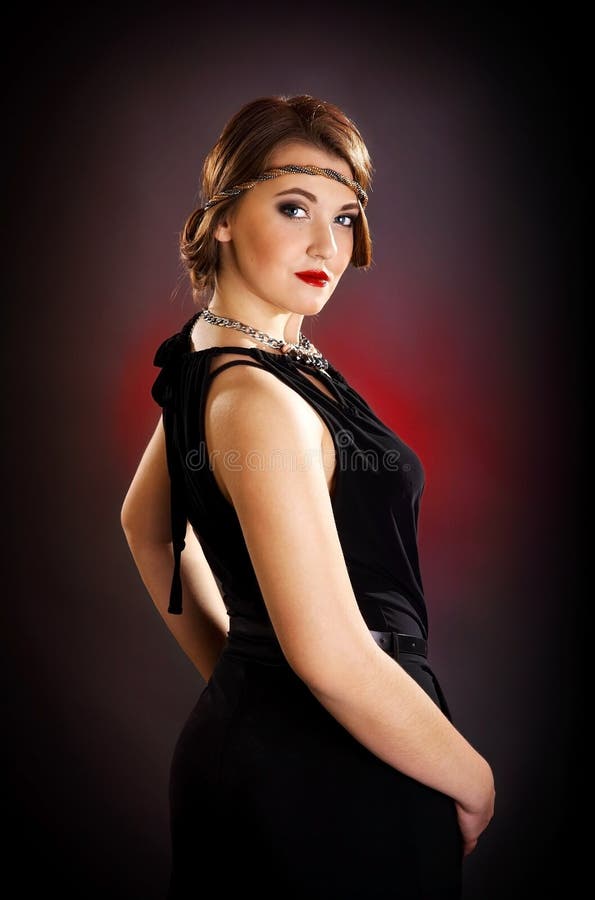 Retro girl portrait stock photo. Image of hairdo, black - 66491214