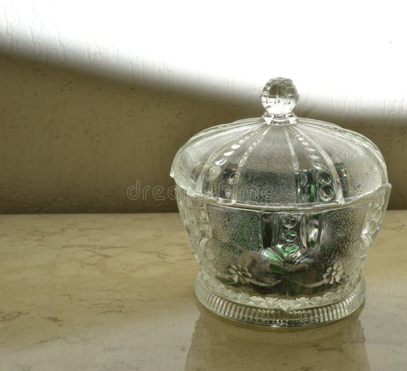 Retro Glass Pot on Base - Travertine Marble Table Stock Photo - Image ...