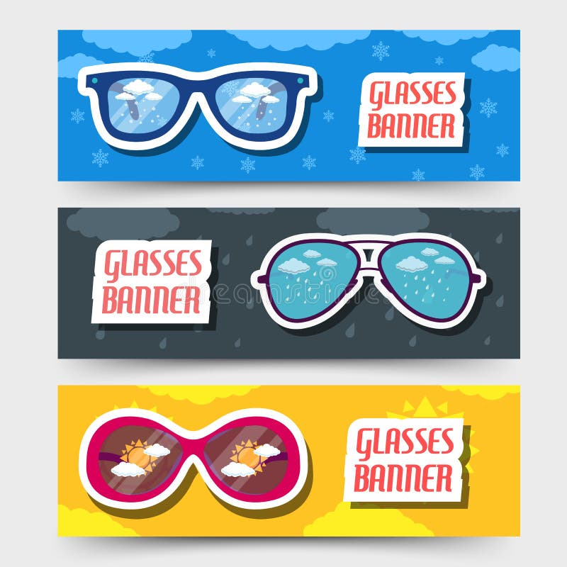 Retro Glasses Banners. Vector Illustration Design Stock Illustration ...