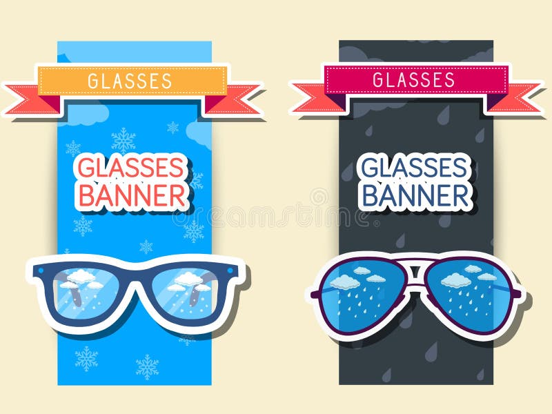 Retro Glasses Banners. Vector Illustration Design Stock Illustration ...