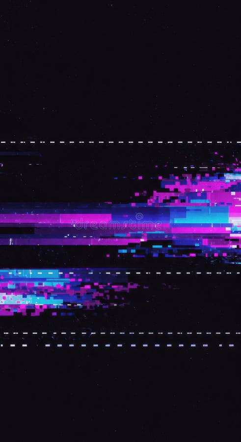 Retro Glitch Design, Dark Space with Pixelated Color Bursts Stock ...