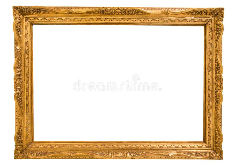 Retro Golden Rectangular Frame for Photography on Isolated Background ...
