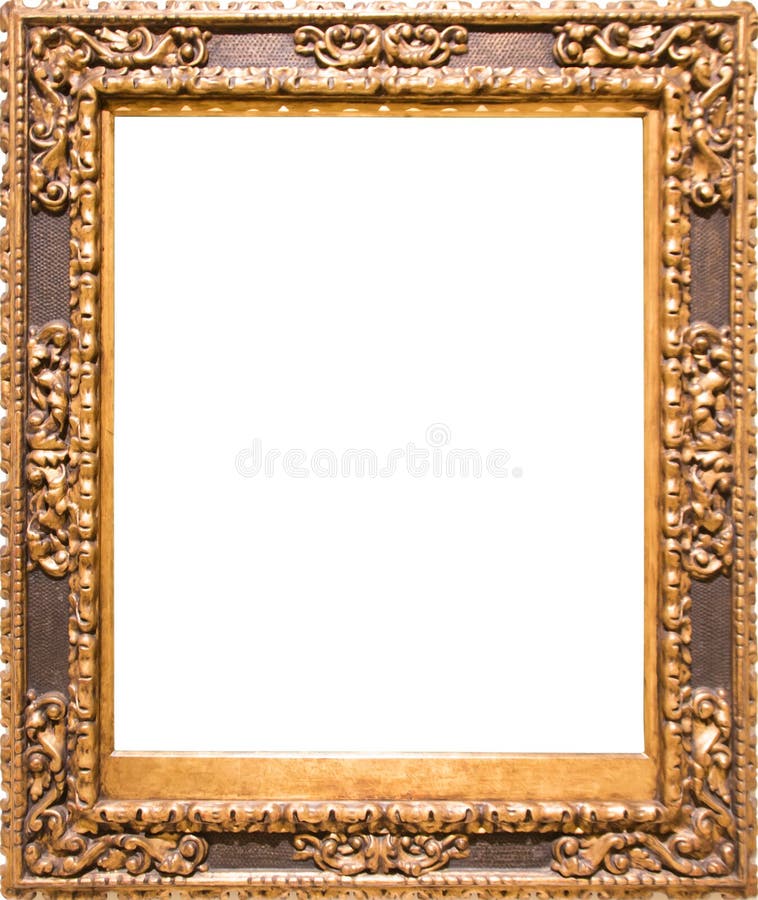 Retro Golden Rectangular Frame for Photography on Isolated Background ...