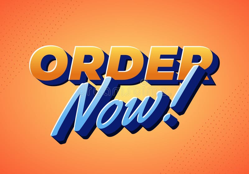Retro Gradient "Order Now" Text with Orange Background Stock ...