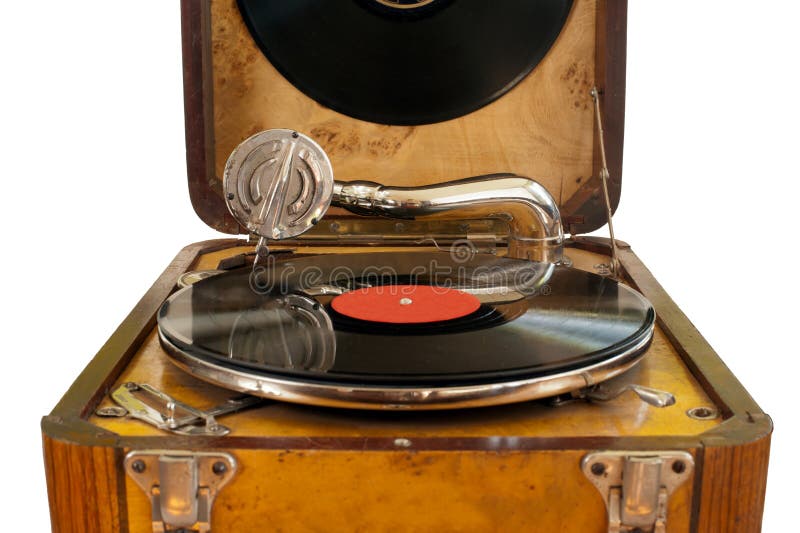Retro grammofon fotografering för bildbyråer. Bild av metall - 24909395