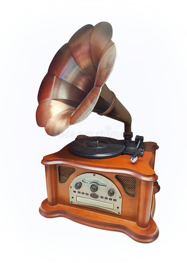 Retro Gramophone Isolated on White Stock Image - Image of phonograph ...