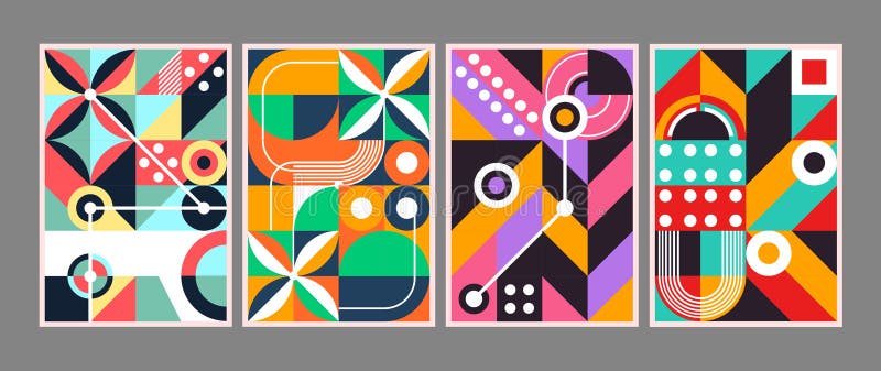 Retro Graphic Cover Design. Precision Arranged Geometric Pattern ...