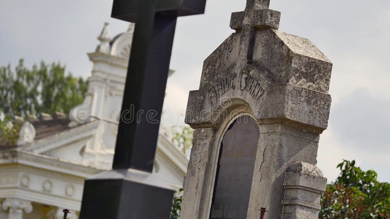 Retro Graveyard. Headstones in an Old Graveyard Stock Video - Video of ...