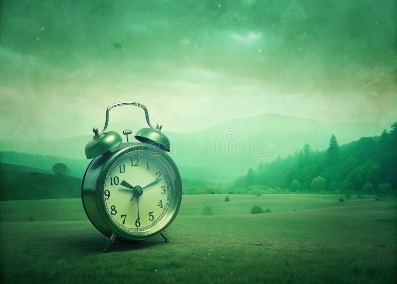 Retro Green Alarm Clock Double Exposure a Timeless Timepiece in a ...