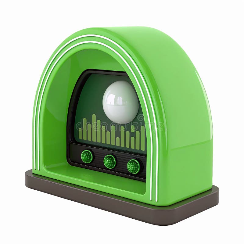 Retro Green Radio Display with Sound Wave Visuals and Transparent ...