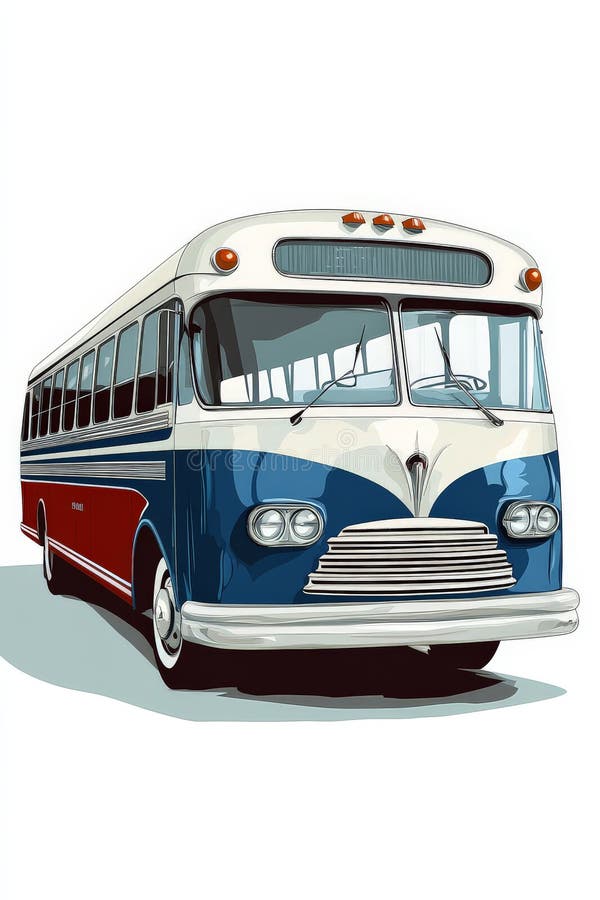 Retro Greyhound Bus Illustration Stock Illustration - Illustration of ...