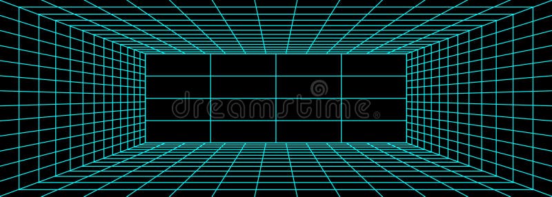 Retro Geometry Grid Tunnel on Black Background Stock Vector ...