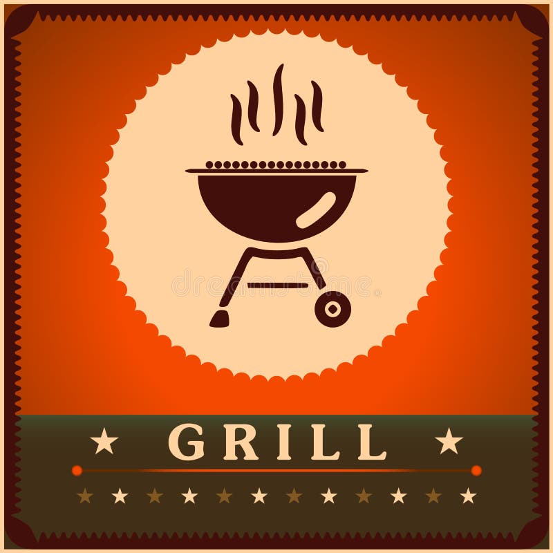 Retro Grill Menu Card Design Template Poster Stock Vector ...