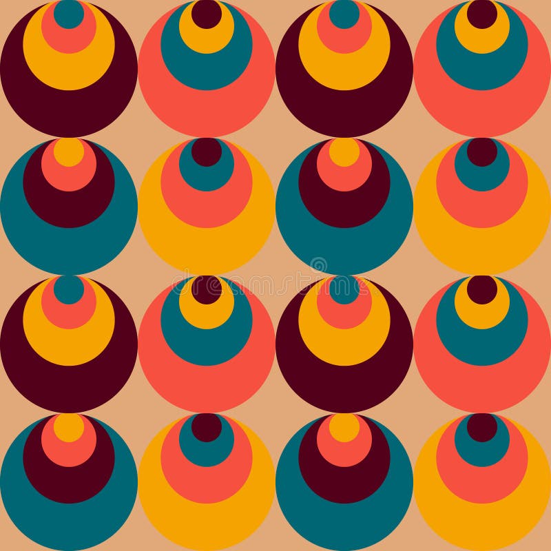 Retro Groove Pattern with Circles in the Style of 70 S Stock Vector ...