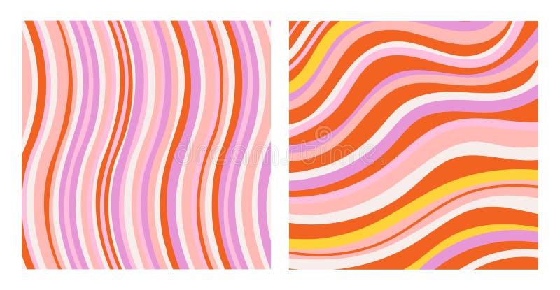 Retro Groovy Colorful Abstract Art Template Set Stock Vector ...