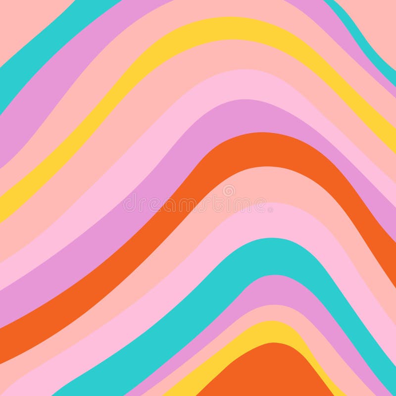 Retro Groovy Colorful Abstract Art Template Set Stock Vector ...