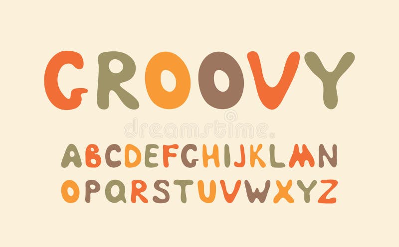Retro Groovy Font. Vector Hipster 70 S Styled Decorative Letters ...