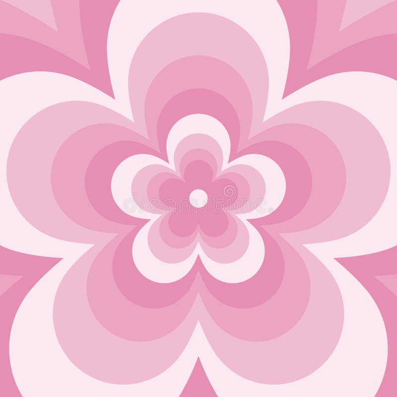 Retro Groovy Fun Background Pink Flower Burst. Vector Illustration ...