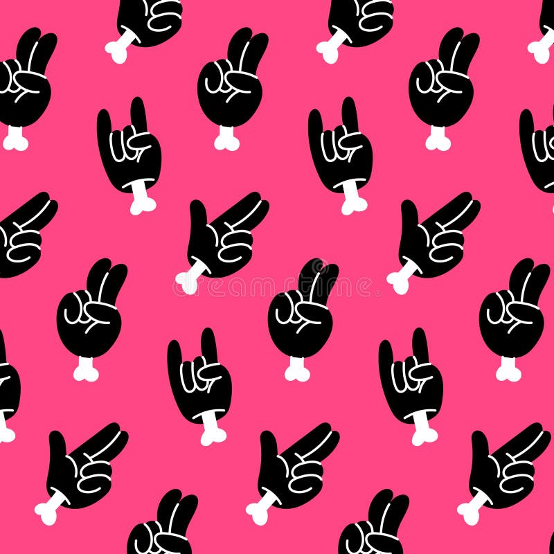 Retro Groovy Hands Set. Hippy Sticker Pack. Seamless Vector Pattern ...