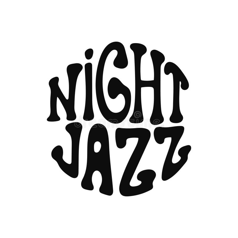 Retro Groovy Night Jazz Logo in Black and White with Groovy Typography ...