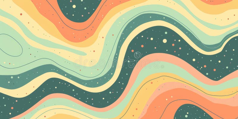A Retro Groovy Psychedelic Background with Pastel Colors and Waves ...