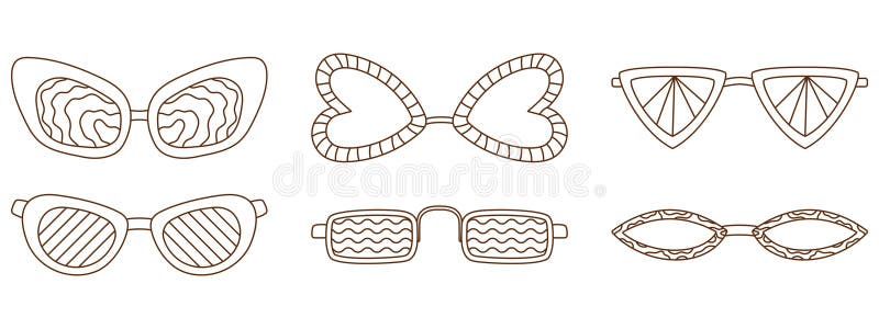 Retro Groovy Sunglasses Collection with Different Patterns Black and ...